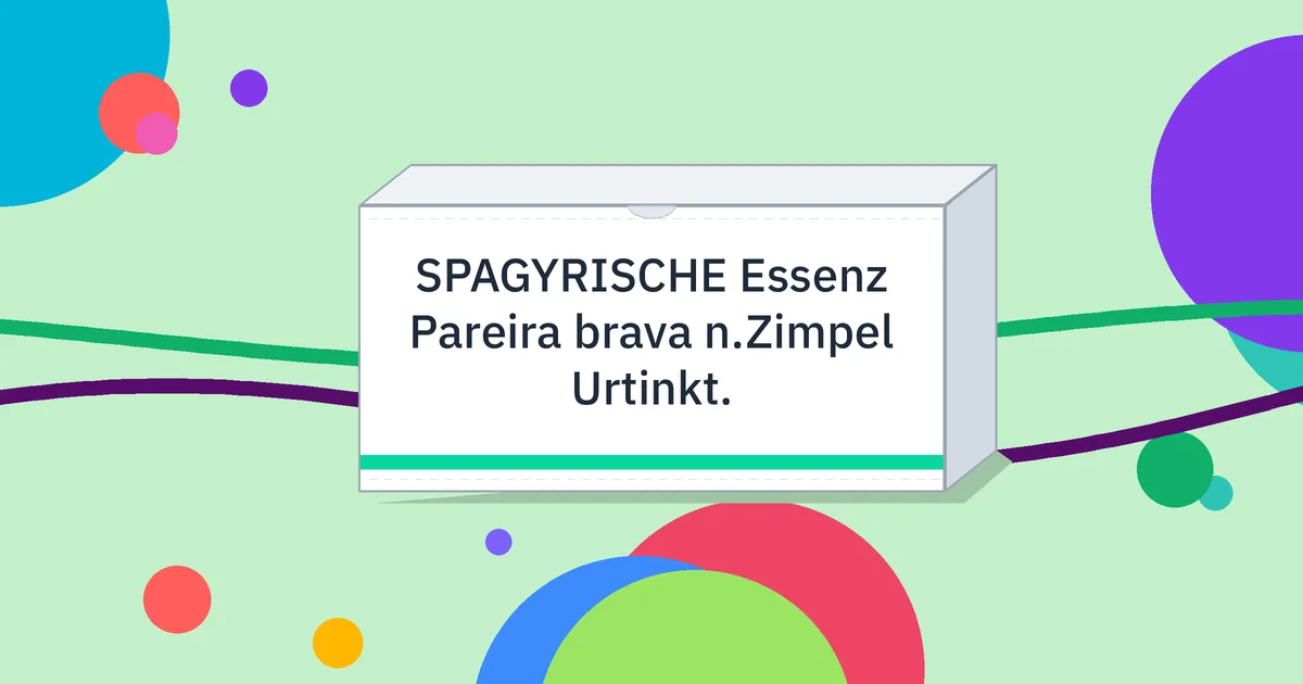 Symbolbild: Packung mit der Aufschrift SPAGYRISCHE Essenz Pareira brava n.Zimpel Urtinkt. (PZN 12388340) – Verfügbarkeit und Bezug in Apotheken in Frankfurt am Main