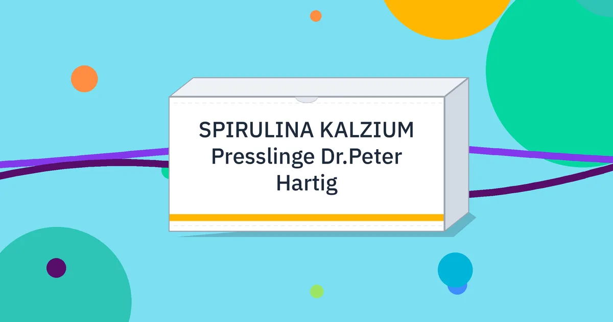 Symbolbild: Packung mit der Aufschrift SPIRULINA KALZIUM Presslinge Dr.Peter Hartig (PZN 00231219) – Verfügbarkeit und Bezug in Apotheken in Frankfurt am Main