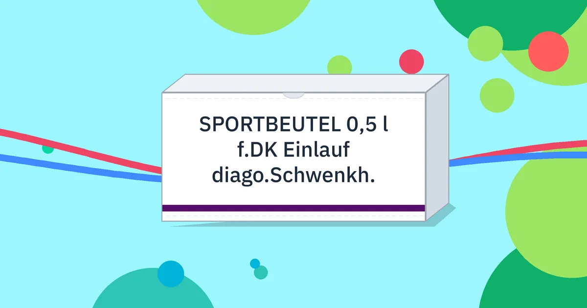 Symbolbild: Packung mit der Aufschrift SPORTBEUTEL 0,5 l f.DK Einlauf diago.Schwenkh. (PZN 06097414) – Verfügbarkeit und Bezug in Apotheken in Frankfurt am Main