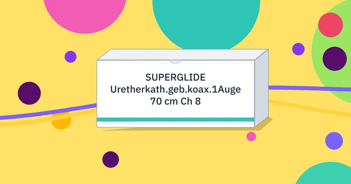 Symbolbild: Packung mit der Aufschrift SUPERGLIDE Uretherkath.geb.koax.1Auge 70 cm Ch 8 (PZN 12424998) – Verfügbarkeit und Bezug in Apotheken in Frankfurt am Main