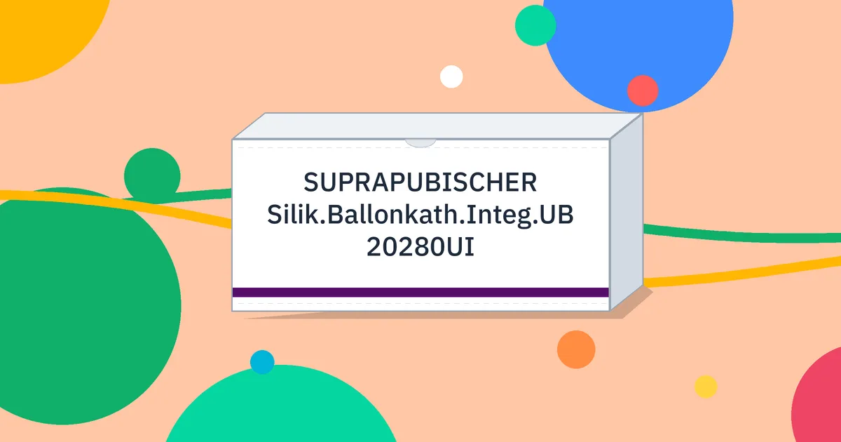 Symbolbild: Packung mit der Aufschrift SUPRAPUBISCHER Silik.Ballonkath.Integ.UB 20280UI (PZN 07652875) – Verfügbarkeit und Bezug in Apotheken in Frankfurt am Main