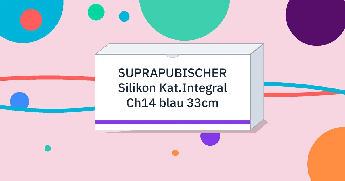 Symbolbild: Packung mit der Aufschrift SUPRAPUBISCHER Silikon Kat.Integral Ch14 blau 33cm (PZN 09767832) – Verfügbarkeit und Bezug in Apotheken in Frankfurt am Main