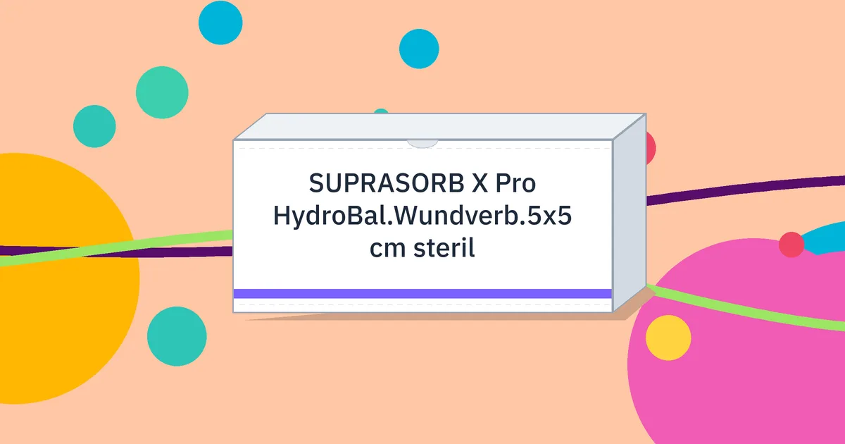 Symbolbild: Packung mit der Aufschrift SUPRASORB X Pro HydroBal.Wundverb.5x5 cm steril (PZN 20846348) – Verfügbarkeit und Bezug in Apotheken in Frankfurt am Main