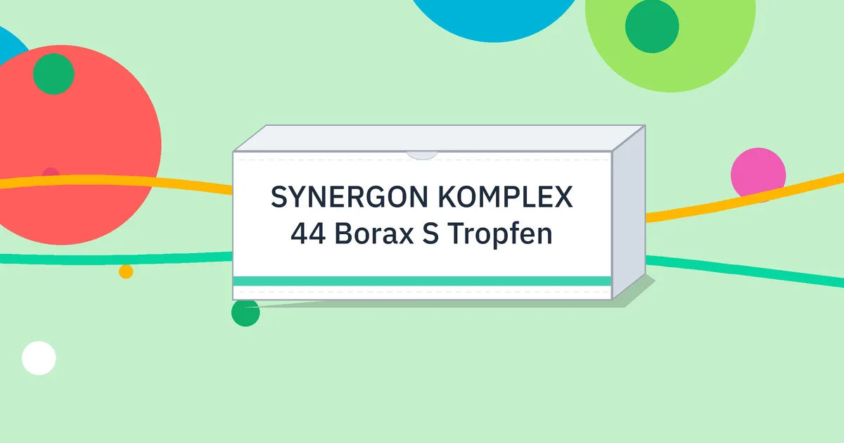 Symbolbild: Packung mit der Aufschrift SYNERGON KOMPLEX 44 Borax S Tropfen (PZN 19874606) – Verfügbarkeit und Bezug in Apotheken in Frankfurt am Main