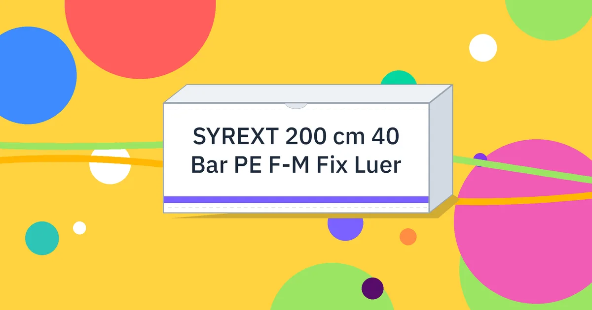 Symbolbild: Packung mit der Aufschrift SYREXT 200 cm 40 Bar PE F-M Fix Luer (PZN 17898554) – Verfügbarkeit und Bezug in Apotheken in Frankfurt am Main
