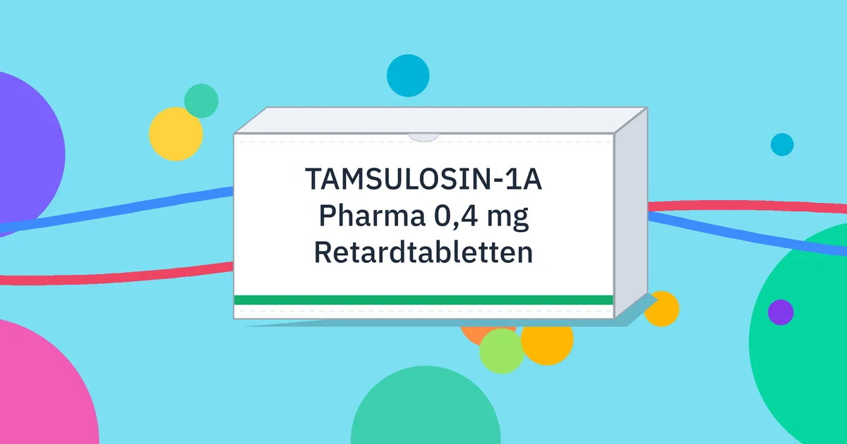Symbolbild: Packung mit der Aufschrift TAMSULOSIN-1A Pharma 0,4 mg Retardtabletten (PZN 09322745) – Verfügbarkeit und Bezug in Apotheken in Frankfurt am Main
