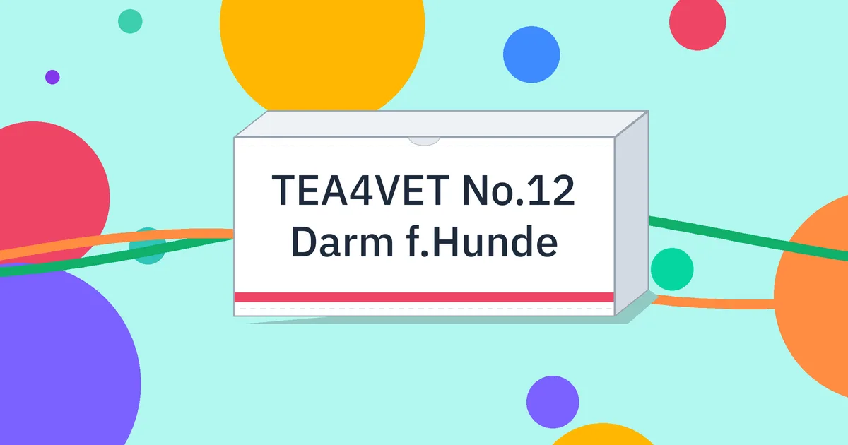 Symbolbild: Packung mit der Aufschrift TEA4VET No.12 Darm f.Hunde (PZN 15202784) – Verfügbarkeit und Bezug in Apotheken in Frankfurt am Main