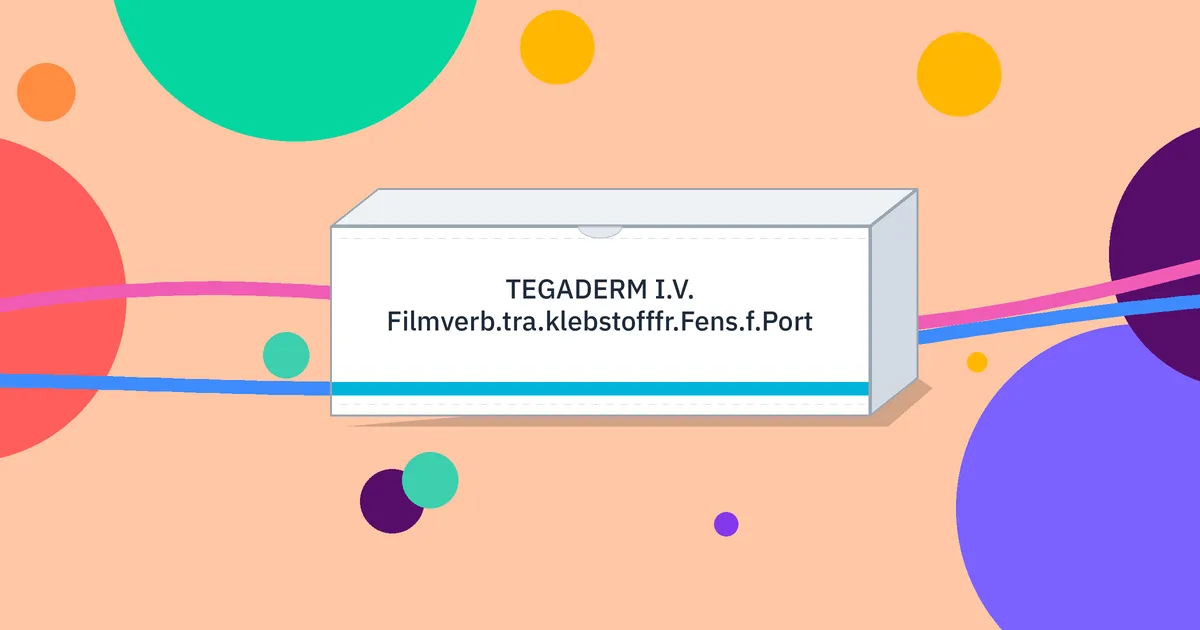 Symbolbild: Packung mit der Aufschrift TEGADERM I.V. Filmverb.tra.klebstofffr.Fens.f.Port (PZN 13196832) – Verfügbarkeit und Bezug in Apotheken in Frankfurt am Main