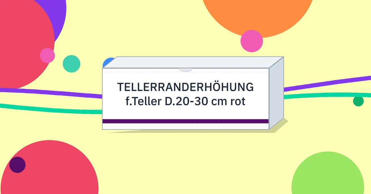 Symbolbild: Packung mit der Aufschrift TELLERRANDERHÖHUNG f.Teller D.20-30 cm rot (PZN 10405494) – Verfügbarkeit und Bezug in Apotheken in Frankfurt am Main