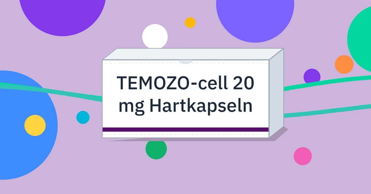Symbolbild: Packung mit der Aufschrift TEMOZO-cell 20 mg Hartkapseln (PZN 18131292) – Verfügbarkeit und Bezug in Apotheken in Frankfurt am Main