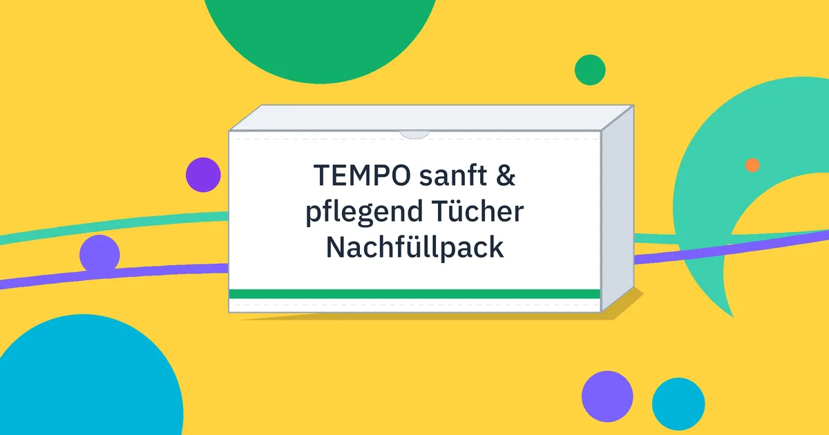 Symbolbild: Packung mit der Aufschrift TEMPO sanft & pflegend Tücher Nachfüllpack (PZN 08796441) – Verfügbarkeit und Bezug in Apotheken in Frankfurt am Main