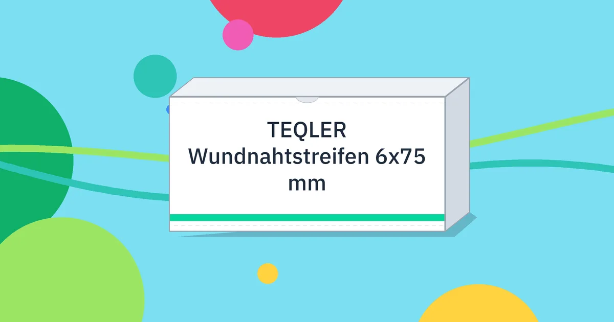 Symbolbild: Packung mit der Aufschrift TEQLER Wundnahtstreifen 6x75 mm (PZN 19066131) – Verfügbarkeit und Bezug in Apotheken in Frankfurt am Main