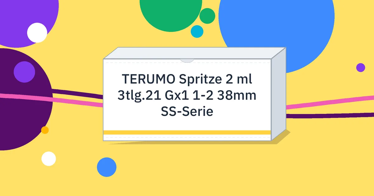 Symbolbild: Packung mit der Aufschrift TERUMO Spritze 2 ml 3tlg.21 Gx1 1-2 38mm SS-Serie (PZN 18060675) – Verfügbarkeit und Bezug in Apotheken in Frankfurt am Main