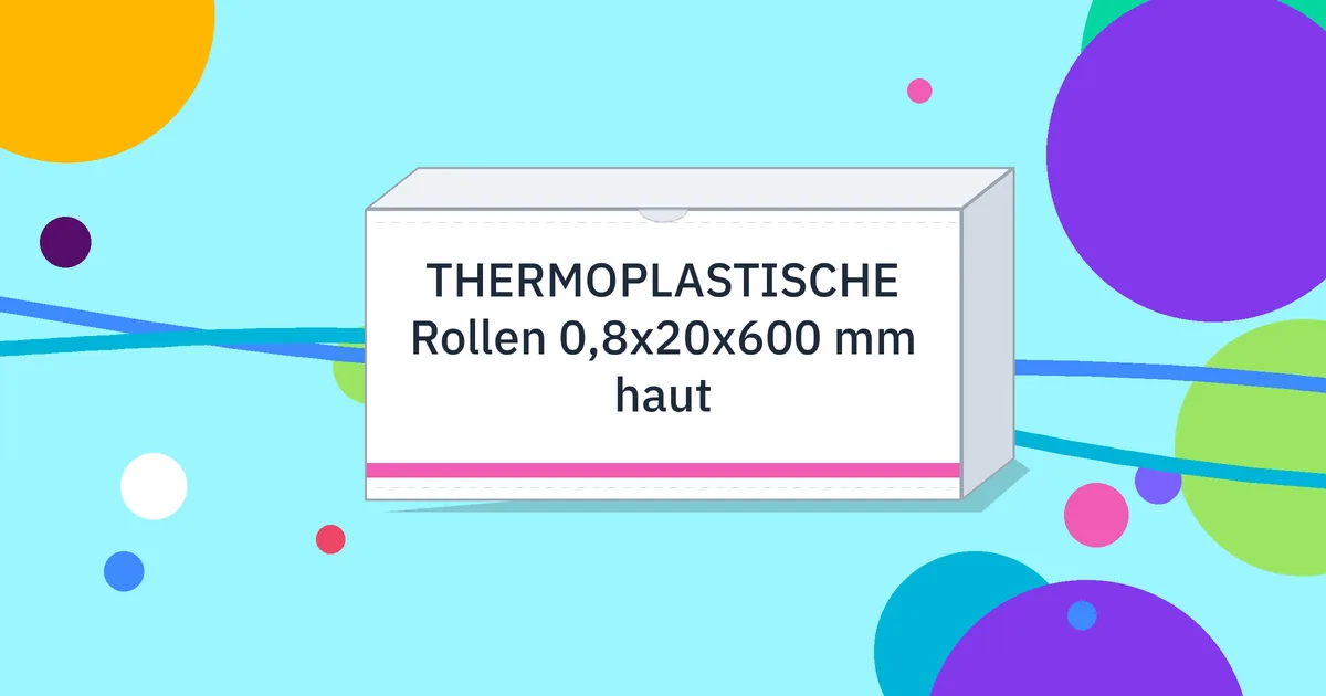 Symbolbild: Packung mit der Aufschrift THERMOPLASTISCHE Rollen 0,8x20x600 mm haut (PZN 11550229) – Verfügbarkeit und Bezug in Apotheken in Frankfurt am Main