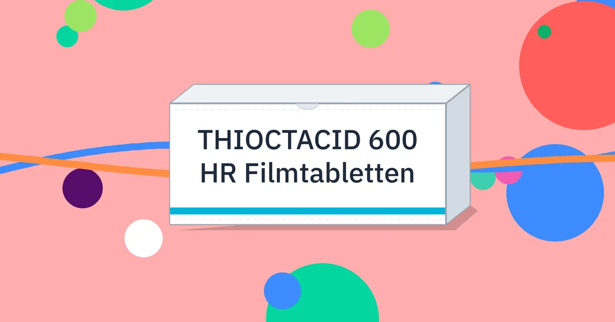 Symbolbild: Packung mit der Aufschrift THIOCTACID 600 HR Filmtabletten (PZN 08591288) – Verfügbarkeit und Bezug in Apotheken in Frankfurt am Main
