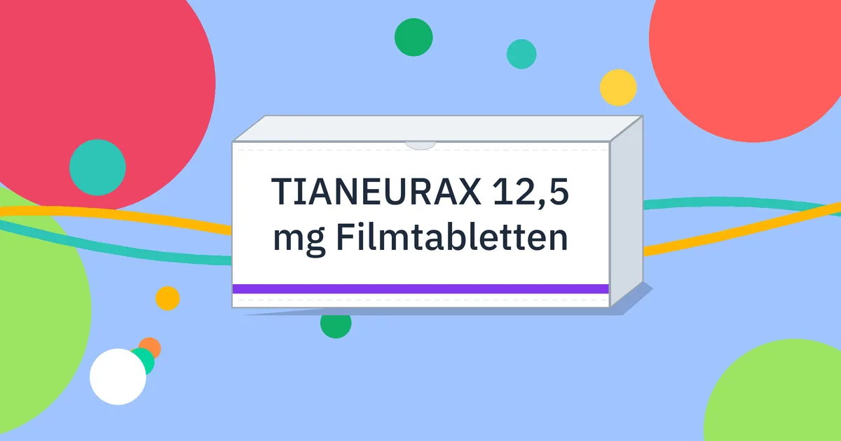 Symbolbild: Packung mit der Aufschrift TIANEURAX 12,5 mg Filmtabletten (PZN 16503430) – Verfügbarkeit und Bezug in Apotheken in Frankfurt am Main