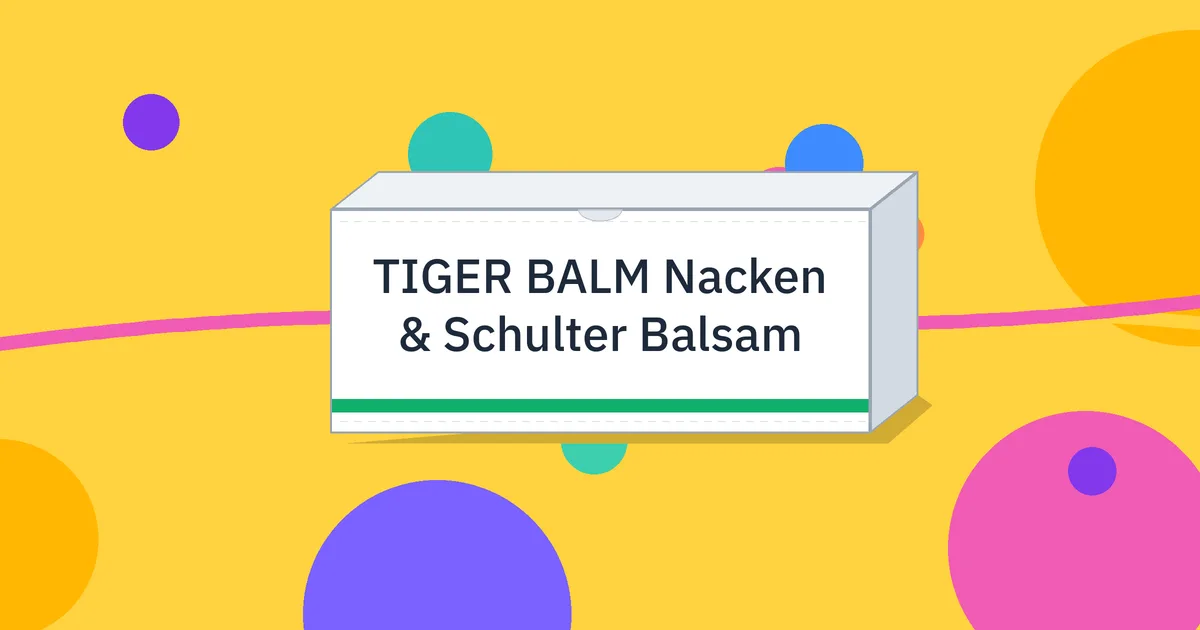 Symbolbild: Packung mit der Aufschrift TIGER BALM Nacken & Schulter Balsam (PZN 08794809) – Verfügbarkeit und Bezug in Apotheken in Frankfurt am Main