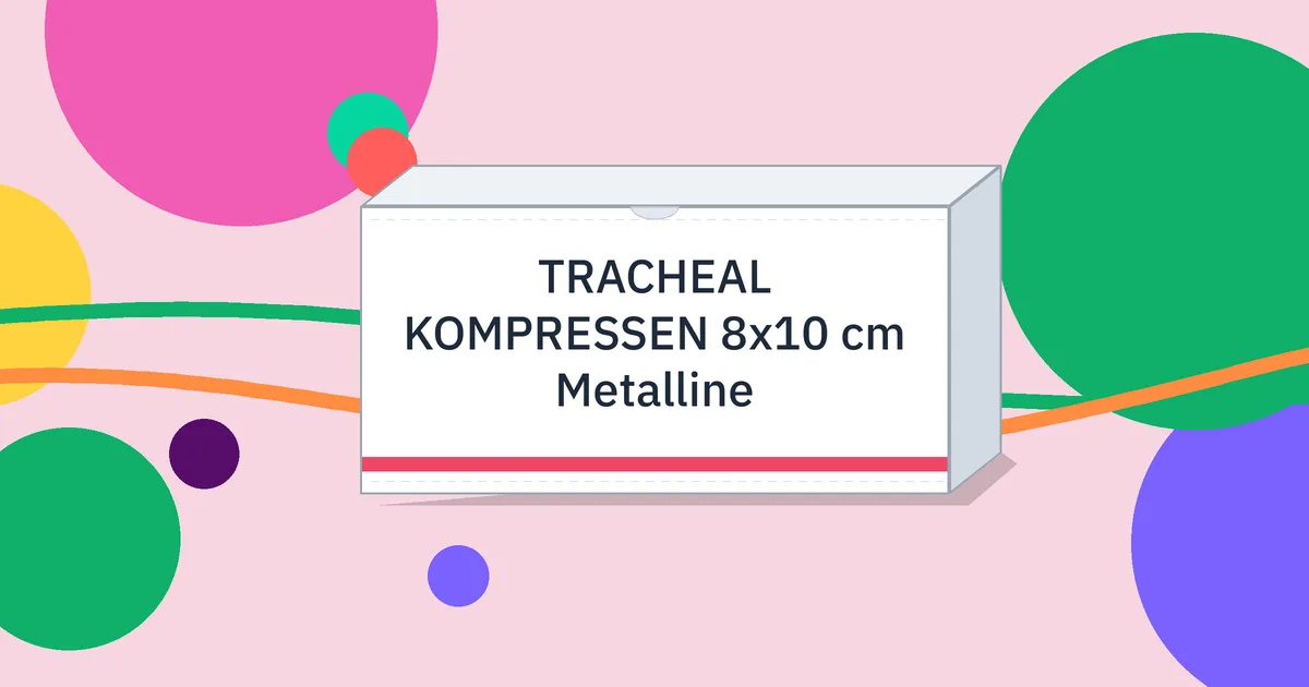 Symbolbild: Packung mit der Aufschrift TRACHEAL KOMPRESSEN 8x10 cm Metalline (PZN 04770462) – Verfügbarkeit und Bezug in Apotheken in Frankfurt am Main