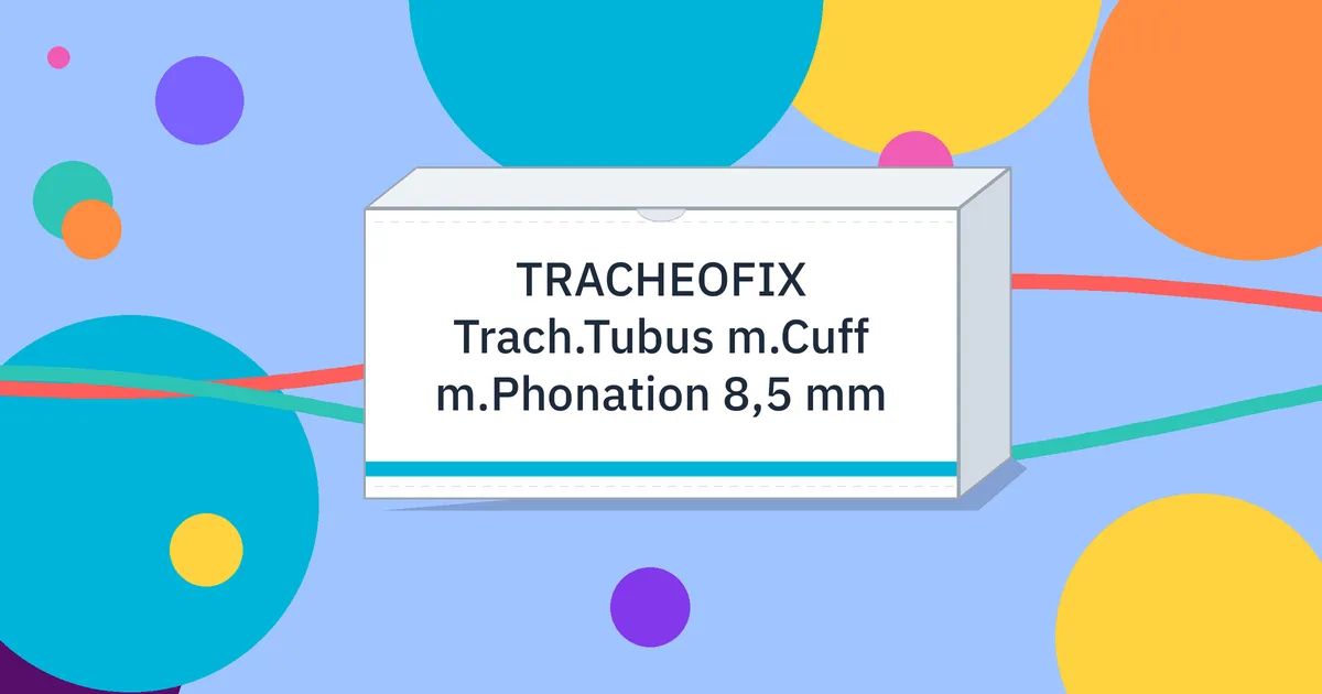 Symbolbild: Packung mit der Aufschrift TRACHEOFIX Trach.Tubus m.Cuff m.Phonation 8,5 mm (PZN 04164721) – Verfügbarkeit und Bezug in Apotheken in Frankfurt am Main