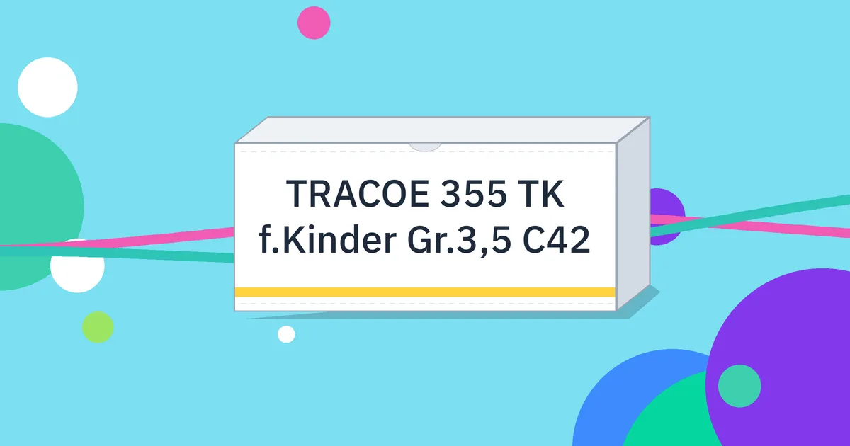 Symbolbild: Packung mit der Aufschrift TRACOE 355 TK f.Kinder Gr.3,5 C42 (PZN 11644048) – Verfügbarkeit und Bezug in Apotheken in Frankfurt am Main