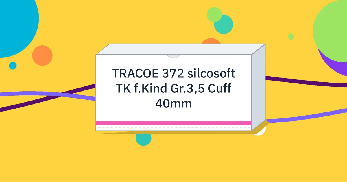 Symbolbild: Packung mit der Aufschrift TRACOE 372 silcosoft TK f.Kind Gr.3,5 Cuff 40mm (PZN 14316089) – Verfügbarkeit und Bezug in Apotheken in Frankfurt am Main