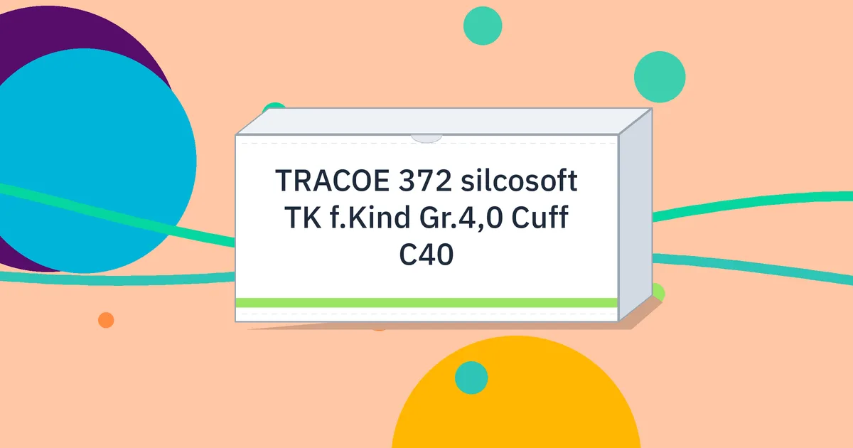Symbolbild: Packung mit der Aufschrift TRACOE 372 silcosoft TK f.Kind Gr.4,0 Cuff C40 (PZN 14316273) – Verfügbarkeit und Bezug in Apotheken in Frankfurt am Main