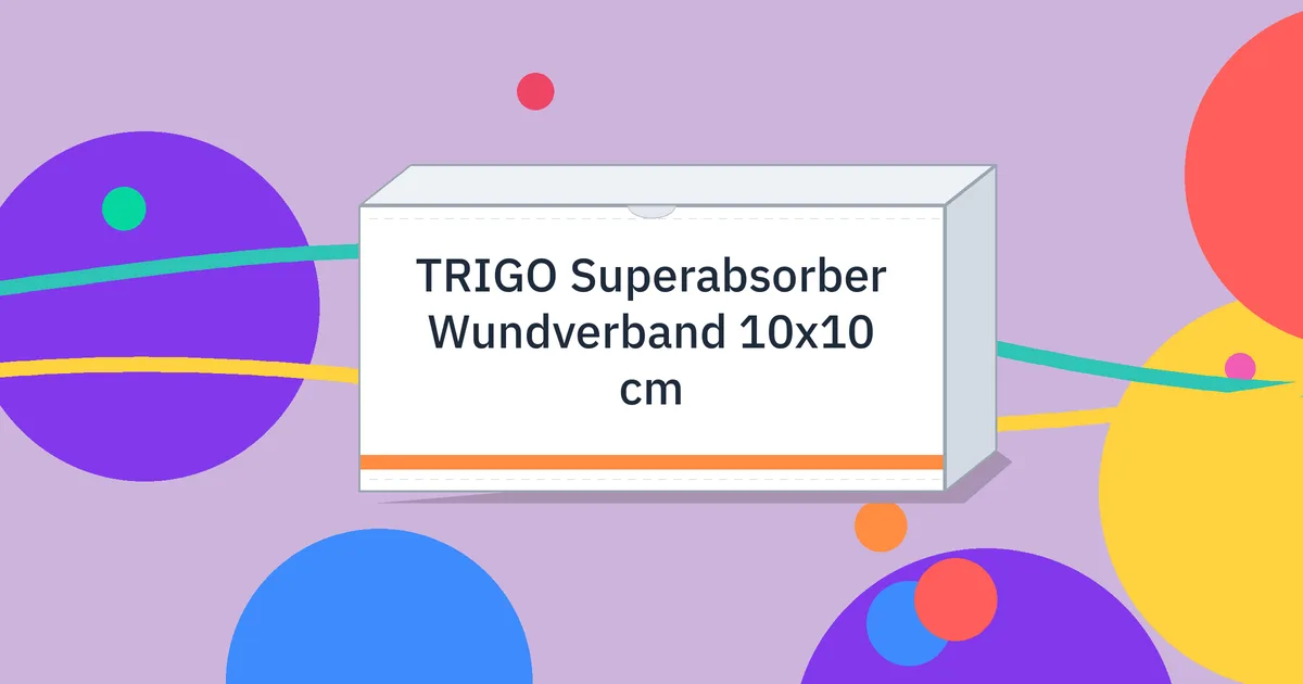 Symbolbild: Packung mit der Aufschrift TRIGO Superabsorber Wundverband 10x10 cm (PZN 18713195) – Verfügbarkeit und Bezug in Apotheken in Frankfurt am Main