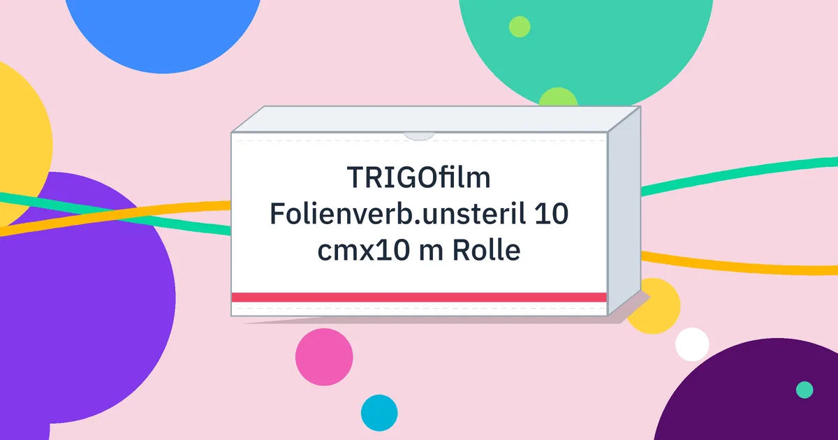 Symbolbild: Packung mit der Aufschrift TRIGOfilm Folienverb.unsteril 10 cmx10 m Rolle (PZN 20342406) – Verfügbarkeit und Bezug in Apotheken in Frankfurt am Main