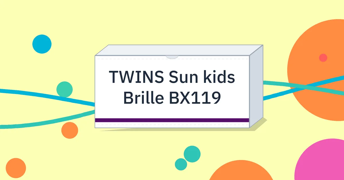 Symbolbild: Packung mit der Aufschrift TWINS Sun kids Brille BX119 (PZN 13344706) – Verfügbarkeit und Bezug in Apotheken in Frankfurt am Main