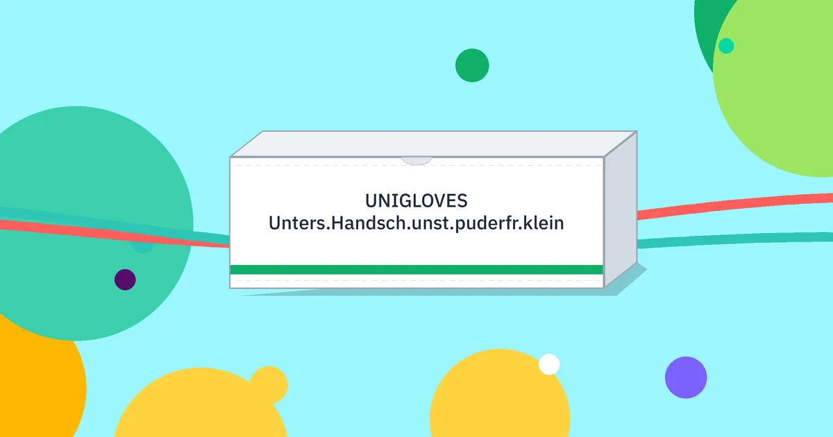 Symbolbild: Packung mit der Aufschrift UNIGLOVES Unters.Handsch.unst.puderfr.klein (PZN 07515813) – Verfügbarkeit und Bezug in Apotheken in Frankfurt am Main