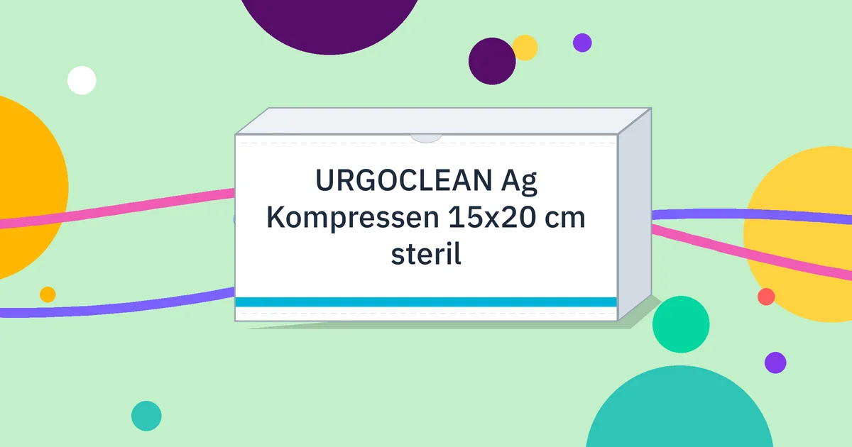 Symbolbild: Packung mit der Aufschrift URGOCLEAN Ag Kompressen 15x20 cm steril (PZN 11370059) – Verfügbarkeit und Bezug in Apotheken in Frankfurt am Main