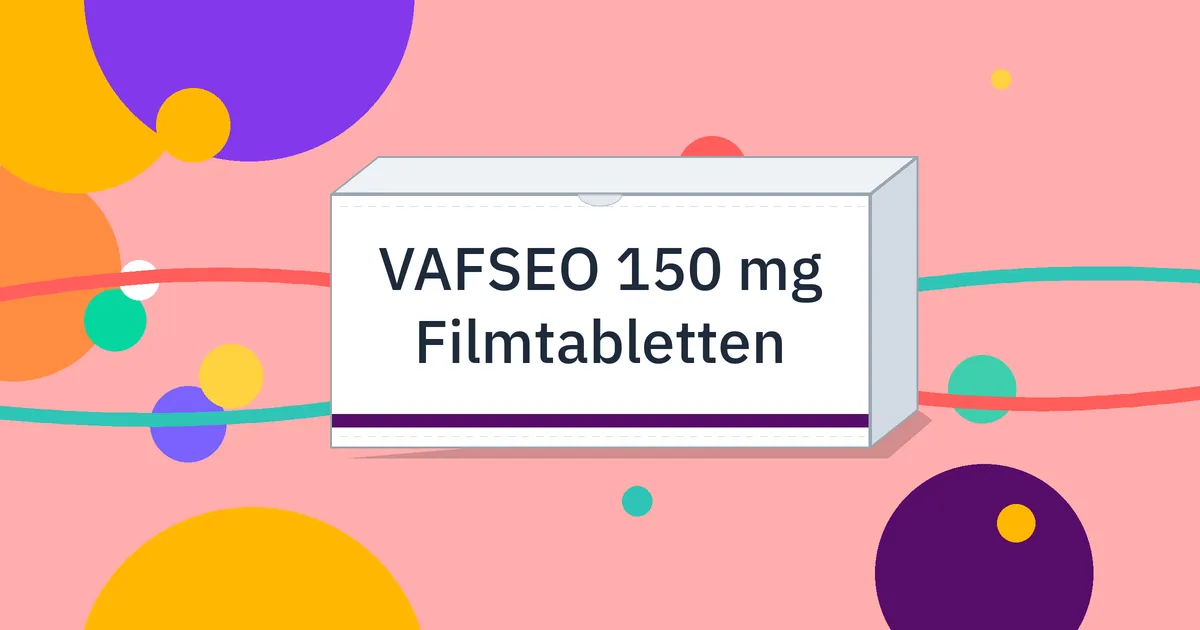 Symbolbild: Packung mit der Aufschrift VAFSEO 150 mg Filmtabletten (PZN 18779610) – Verfügbarkeit und Bezug in Apotheken in Frankfurt am Main