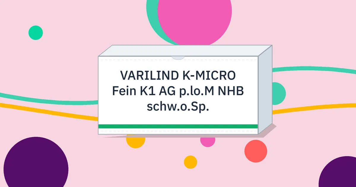 Symbolbild: Packung mit der Aufschrift VARILIND K-MICRO Fein K1 AG p.lo.M NHB schw.o.Sp. (PZN 20555421) – Verfügbarkeit und Bezug in Apotheken in Frankfurt am Main