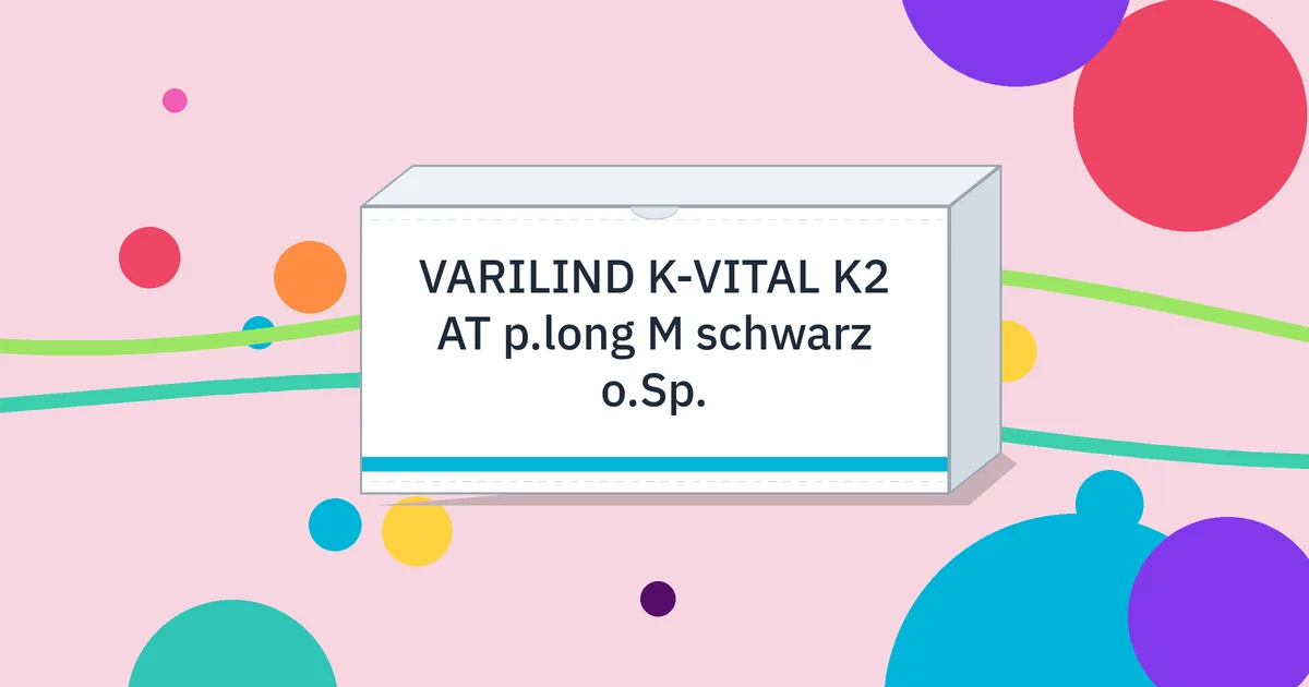 Symbolbild: Packung mit der Aufschrift VARILIND K-VITAL K2 AT p.long M schwarz o.Sp. (PZN 20562220) – Verfügbarkeit und Bezug in Apotheken in Frankfurt am Main
