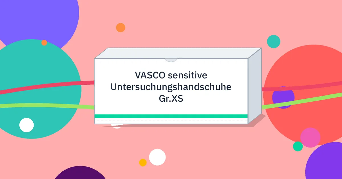Symbolbild: Packung mit der Aufschrift VASCO sensitive Untersuchungshandschuhe Gr.XS (PZN 00801042) – Verfügbarkeit und Bezug in Apotheken in Frankfurt am Main