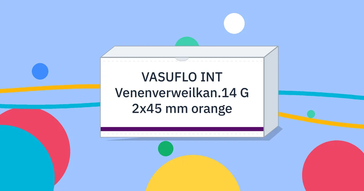 Symbolbild: Packung mit der Aufschrift VASUFLO INT Venenverweilkan.14 G 2x45 mm orange (PZN 18604945) – Verfügbarkeit und Bezug in Apotheken in Frankfurt am Main