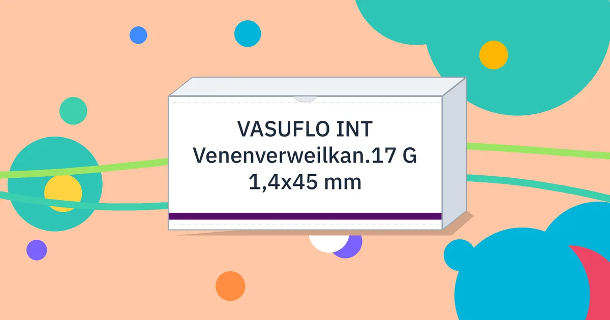 Symbolbild: Packung mit der Aufschrift VASUFLO INT Venenverweilkan.17 G 1,4x45 mm (PZN 03534564) – Verfügbarkeit und Bezug in Apotheken in Frankfurt am Main