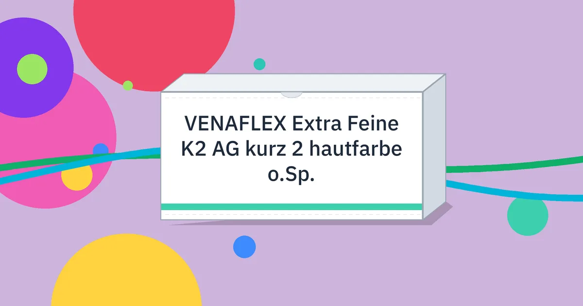 Symbolbild: Packung mit der Aufschrift VENAFLEX Extra Feine K2 AG kurz 2 hautfarbe o.Sp. (PZN 18308313) – Verfügbarkeit und Bezug in Apotheken in Frankfurt am Main