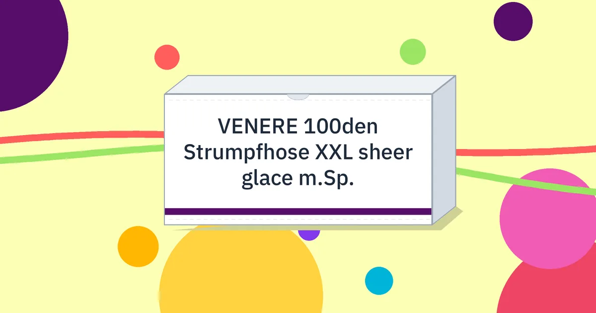 Symbolbild: Packung mit der Aufschrift VENERE 100den Strumpfhose XXL sheer glace m.Sp. (PZN 16171092) – Verfügbarkeit und Bezug in Apotheken in Frankfurt am Main