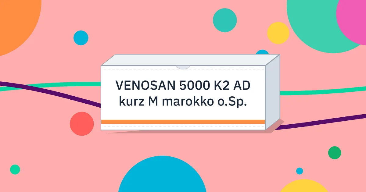 Symbolbild: Packung mit der Aufschrift VENOSAN 5000 K2 AD kurz M marokko o.Sp. (PZN 14431620) – Verfügbarkeit und Bezug in Apotheken in Frankfurt am Main