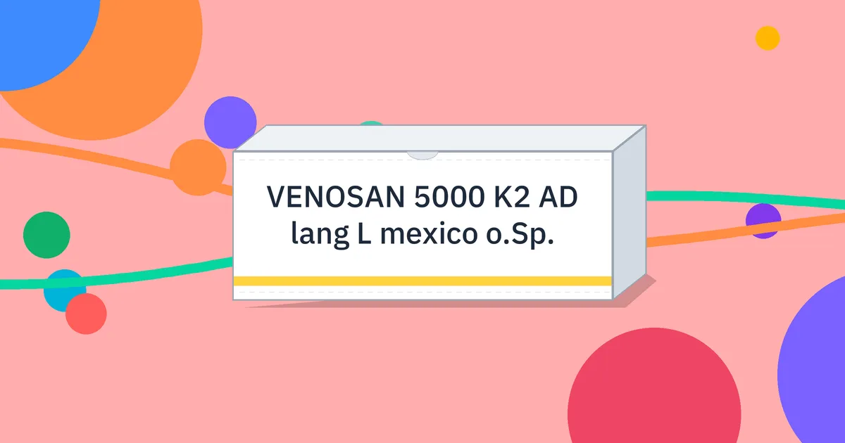 Symbolbild: Packung mit der Aufschrift VENOSAN 5000 K2 AD lang L mexico o.Sp. (PZN 14429876) – Verfügbarkeit und Bezug in Apotheken in Frankfurt am Main