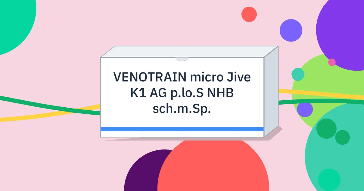 Symbolbild: Packung mit der Aufschrift VENOTRAIN micro Jive K1 AG p.lo.S NHB sch.m.Sp. (PZN 17768171) – Verfügbarkeit und Bezug in Apotheken in Frankfurt am Main