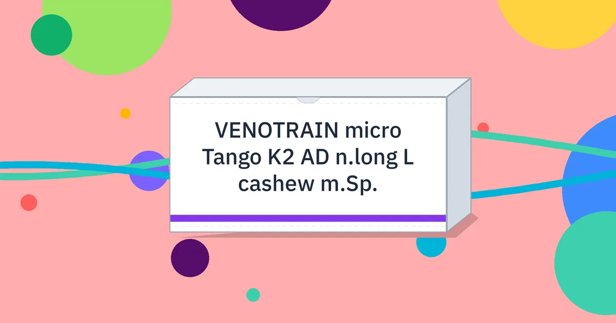 Symbolbild: Packung mit der Aufschrift VENOTRAIN micro Tango K2 AD n.long L cashew m.Sp. (PZN 20765733) – Verfügbarkeit und Bezug in Apotheken in Frankfurt am Main