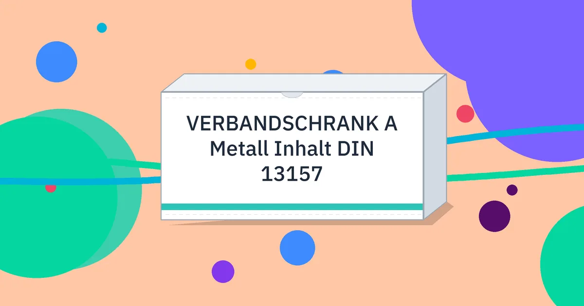 Symbolbild: Packung mit der Aufschrift VERBANDSCHRANK A Metall Inhalt DIN 13157 (PZN 12491463) – Verfügbarkeit und Bezug in Apotheken in Frankfurt am Main