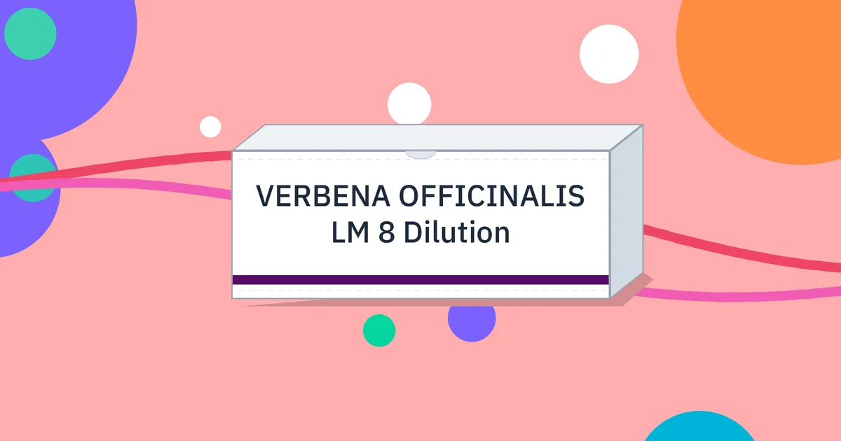 Symbolbild: Packung mit der Aufschrift VERBENA OFFICINALIS LM 8 Dilution (PZN 13266969) – Verfügbarkeit und Bezug in Apotheken in Frankfurt am Main