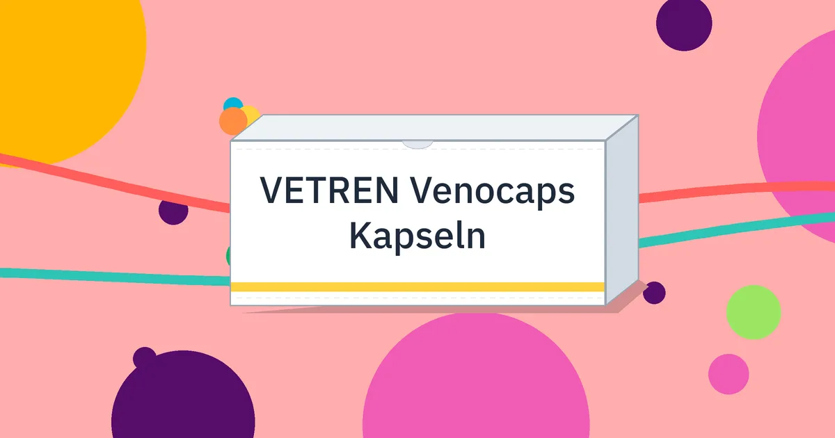 Symbolbild: Packung mit der Aufschrift VETREN Venocaps Kapseln (PZN 12516915) – Verfügbarkeit und Bezug in Apotheken in Frankfurt am Main