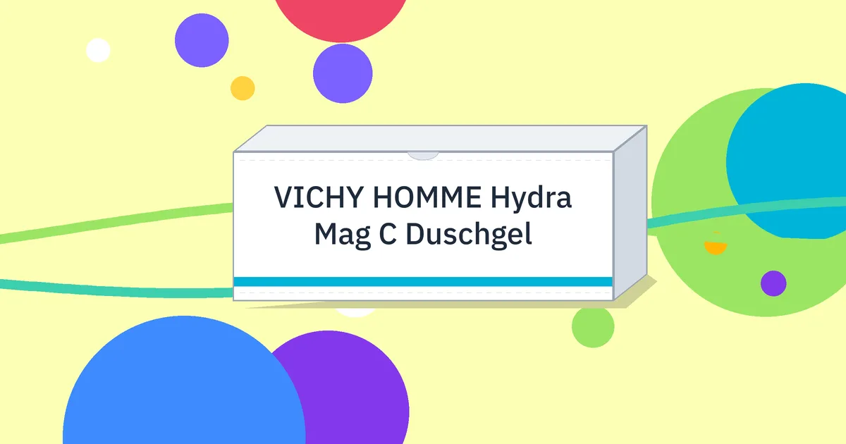 Symbolbild: Packung mit der Aufschrift VICHY HOMME Hydra Mag C Duschgel (PZN 06712285) – Verfügbarkeit und Bezug in Apotheken in Frankfurt am Main