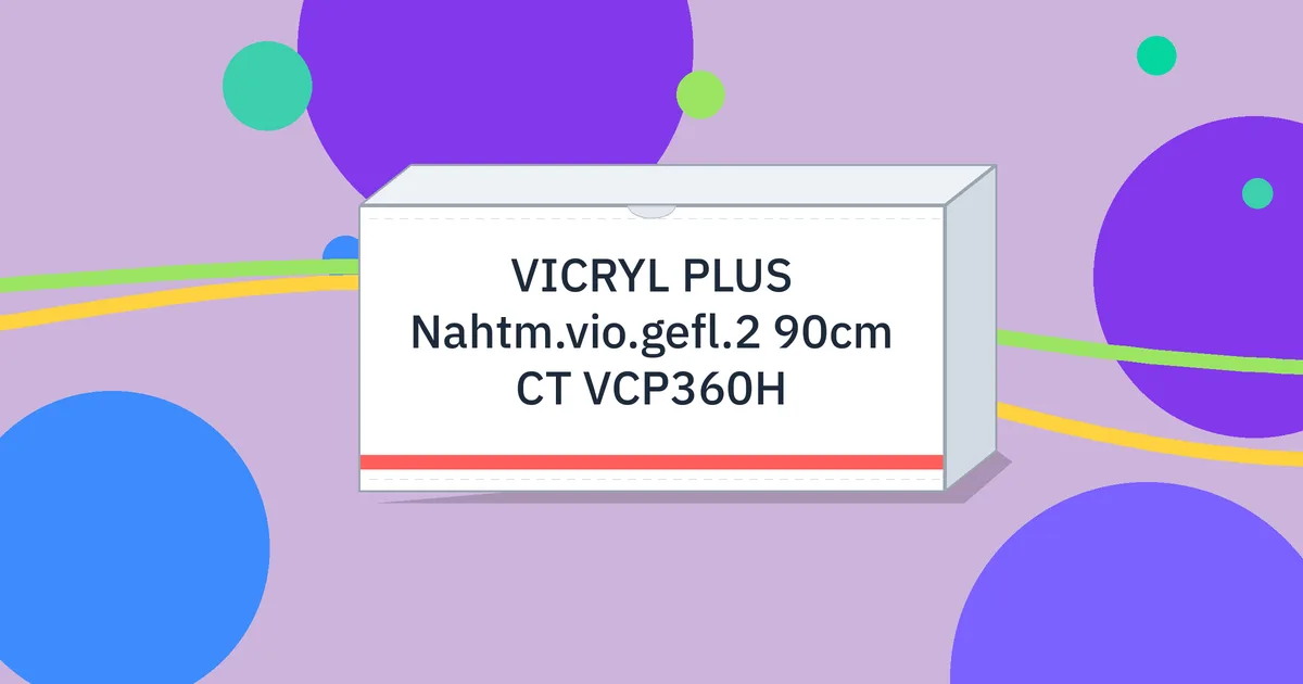 Symbolbild: Packung mit der Aufschrift VICRYL PLUS Nahtm.vio.gefl.2 90cm CT VCP360H (PZN 16393668) – Verfügbarkeit und Bezug in Apotheken in Frankfurt am Main