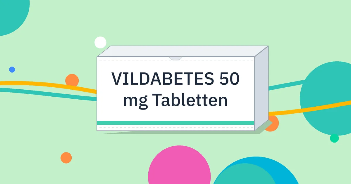 Symbolbild: Packung mit der Aufschrift VILDABETES 50 mg Tabletten (PZN 18112484) – Verfügbarkeit und Bezug in Apotheken in Frankfurt am Main