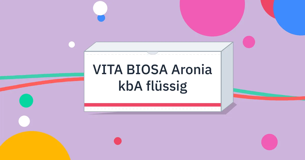 Symbolbild: Packung mit der Aufschrift VITA BIOSA Aronia kbA flüssig (PZN 00758949) – Verfügbarkeit und Bezug in Apotheken in Frankfurt am Main